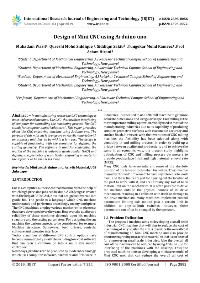 IRJET- Design of Mini CNC using Arduino Uno | PDF