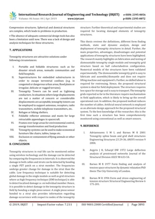 IRJET- Development & Analysis of a Prototype Dismountable Tensegrity Structure | PDF | Physics ...