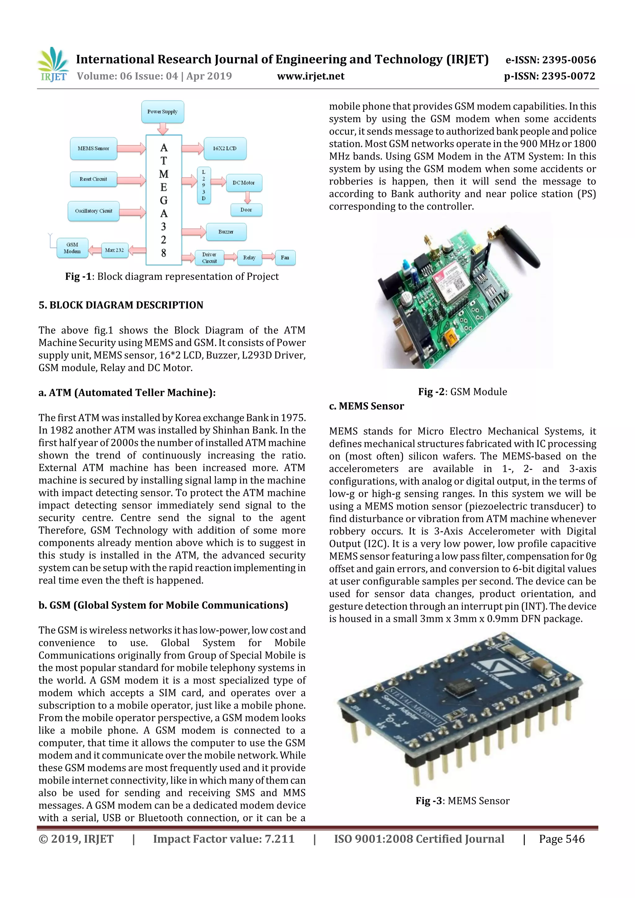 IRJET- ATM Security using GSM and MEMS Sensor | PDF