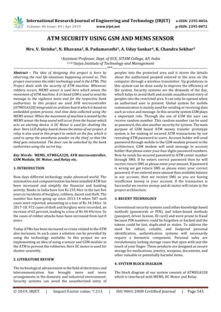 IRJET- ATM Security using GSM and MEMS Sensor | PDF