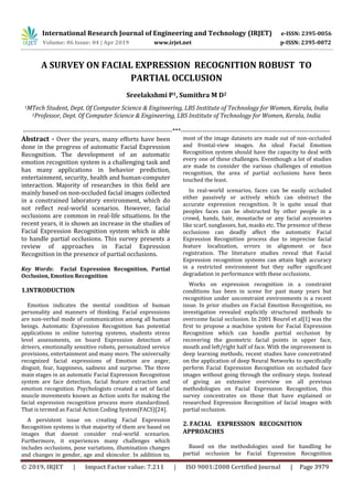 IRJET- A Survey on Facial Expression Recognition Robust to Partial Occlusion | PDF