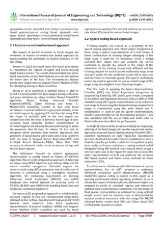 IRJET- A Survey on Facial Expression Recognition Robust to Partial Occlusion | PDF