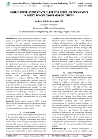 IRJET- Hybrid Intelligent Controller for Interior Permanent Magnet Synchronous Motor Drives ...