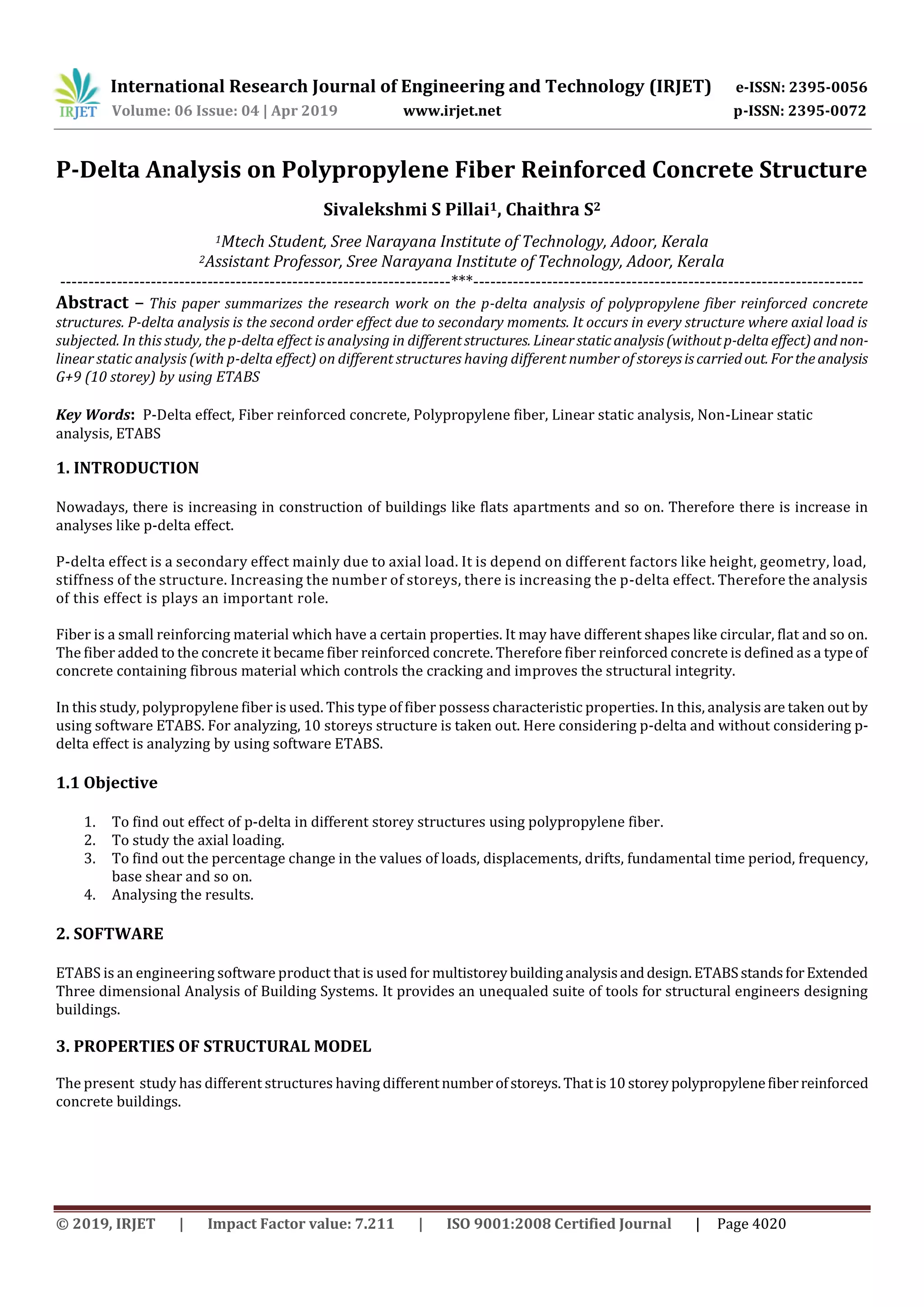 IRJET- P-Delta Analysis on Polypropylene Fiber Reinforced Concrete ...