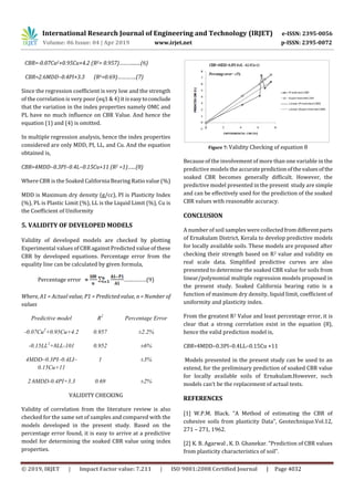 IRJET- Prediction of Cbr Value from Index Properties Of Soil | PDF