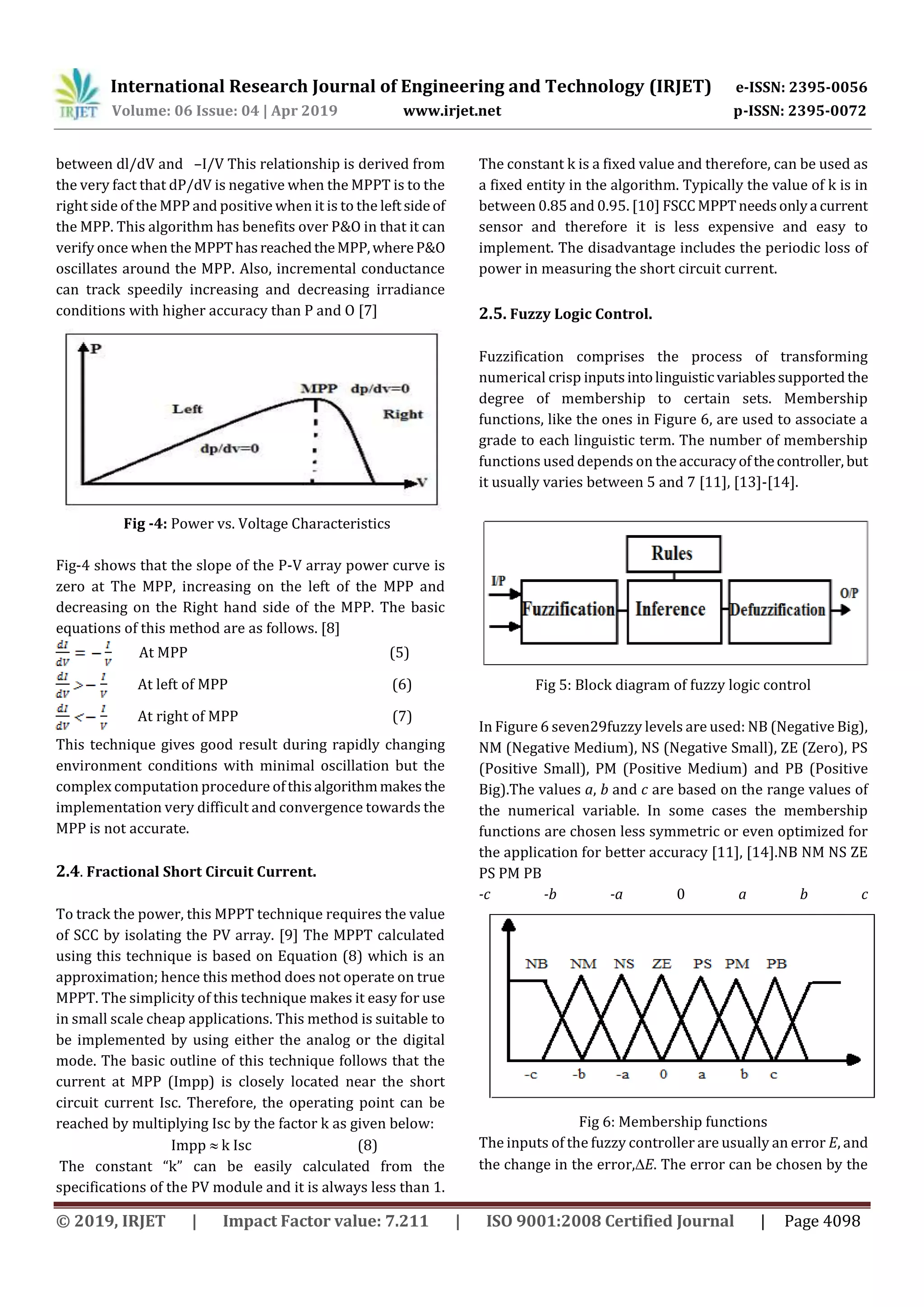IRJET- Prominent MPPT Techniques for PV Cell | PDF
