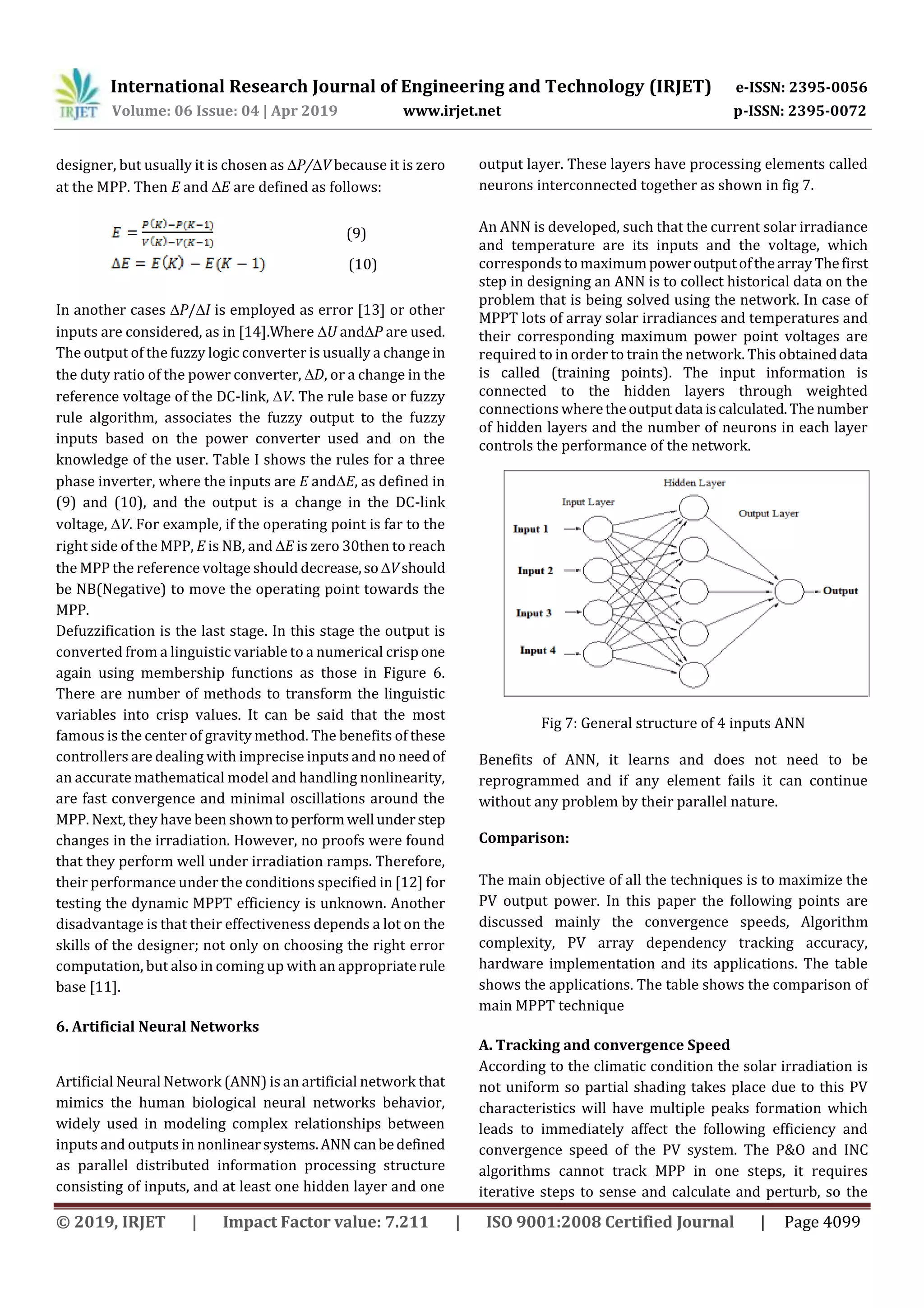 IRJET- Prominent MPPT Techniques for PV Cell | PDF