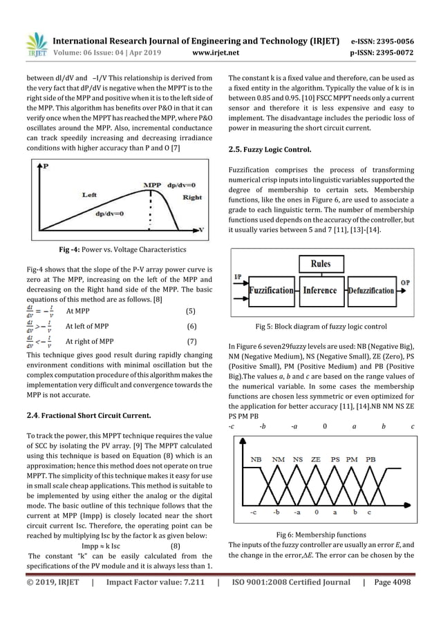 IRJET- Prominent MPPT Techniques for PV Cell | PDF