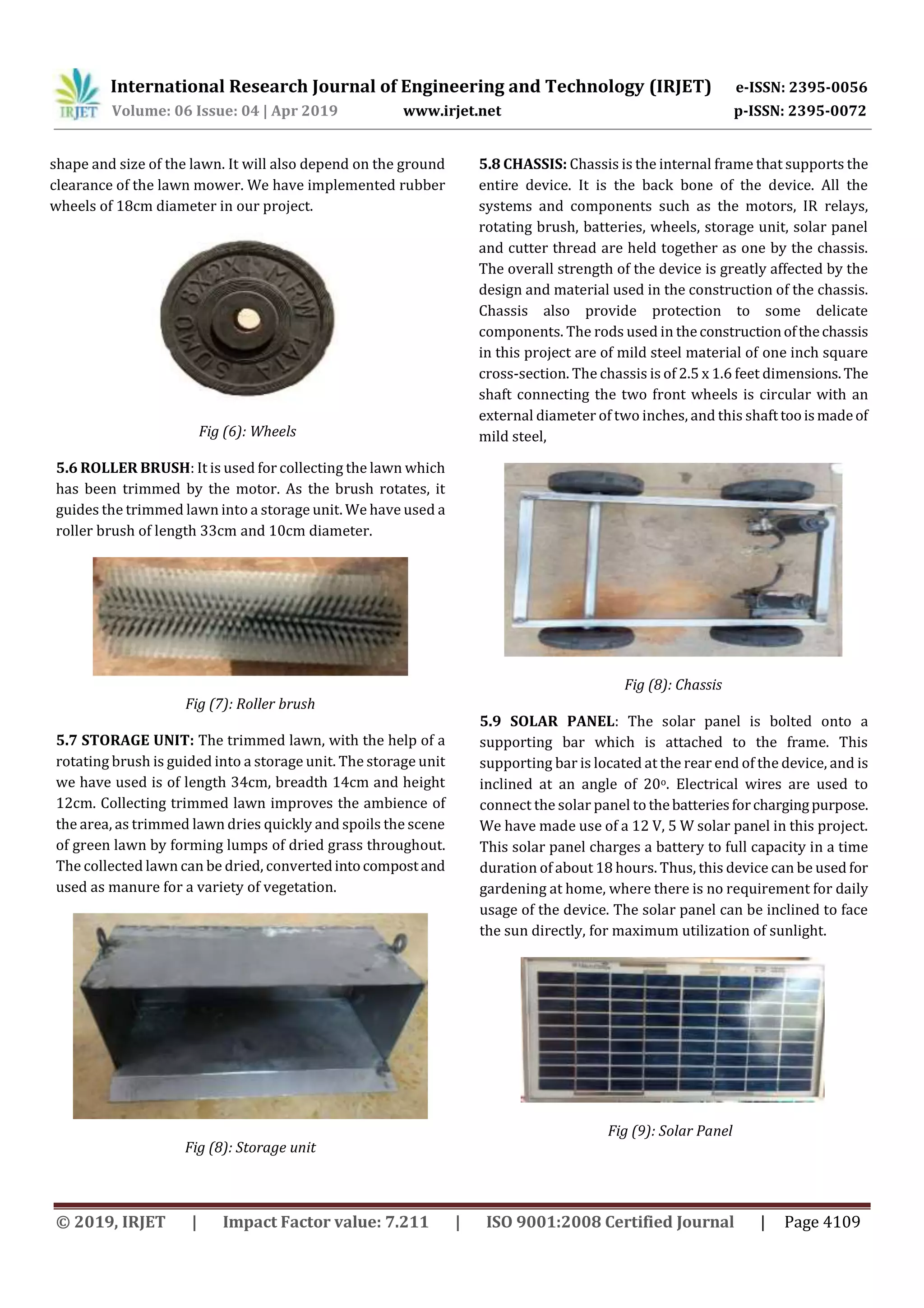 Design & Fabrication of Remote Controlled Solar Lawn Mower | PDF