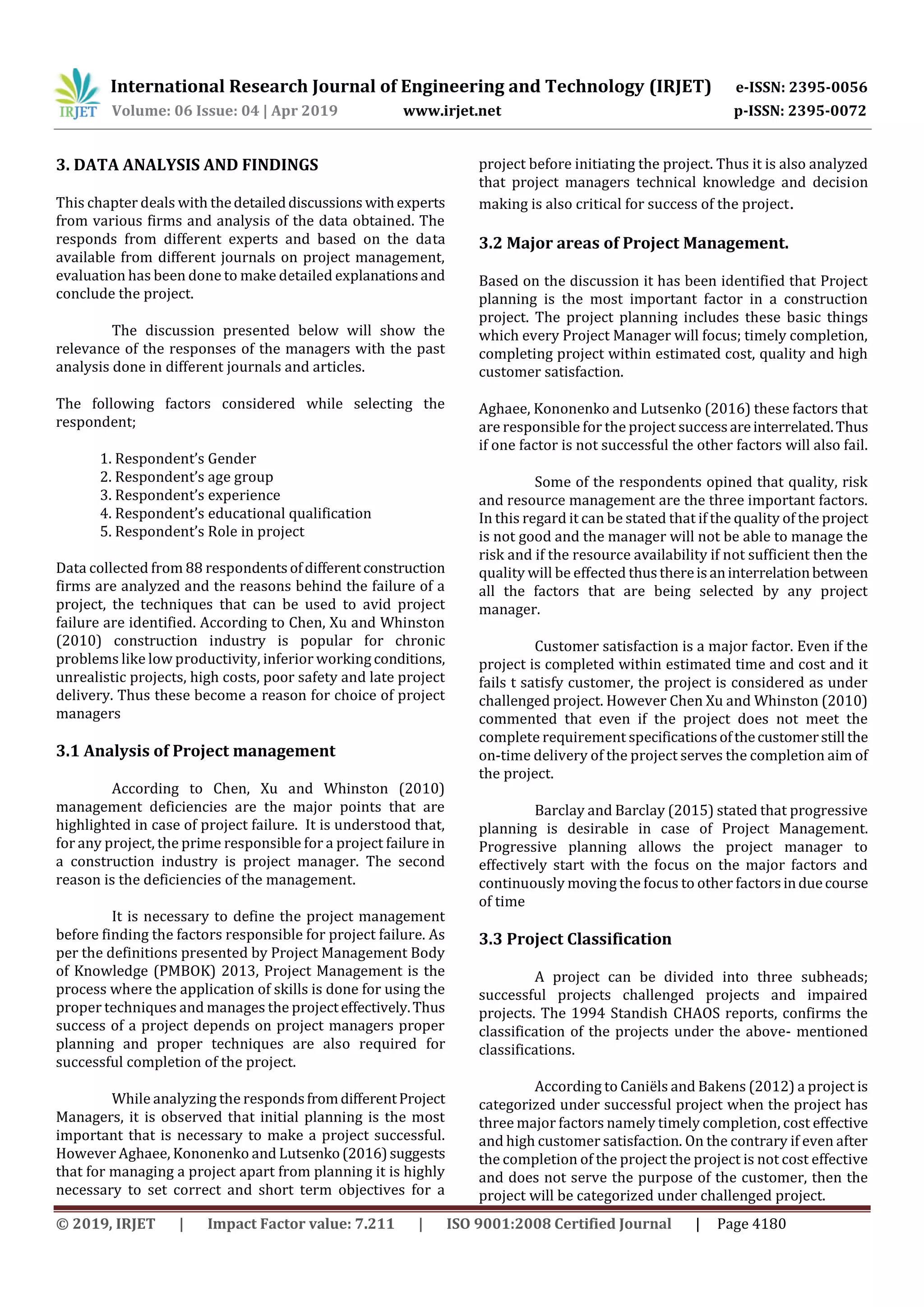 IRJET- A Study on Project Management Techniques to Avoid Project ...