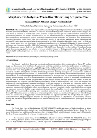 IRJET- Morphometric Analysis of Venna River Basin using Geospatial Tool | PDF