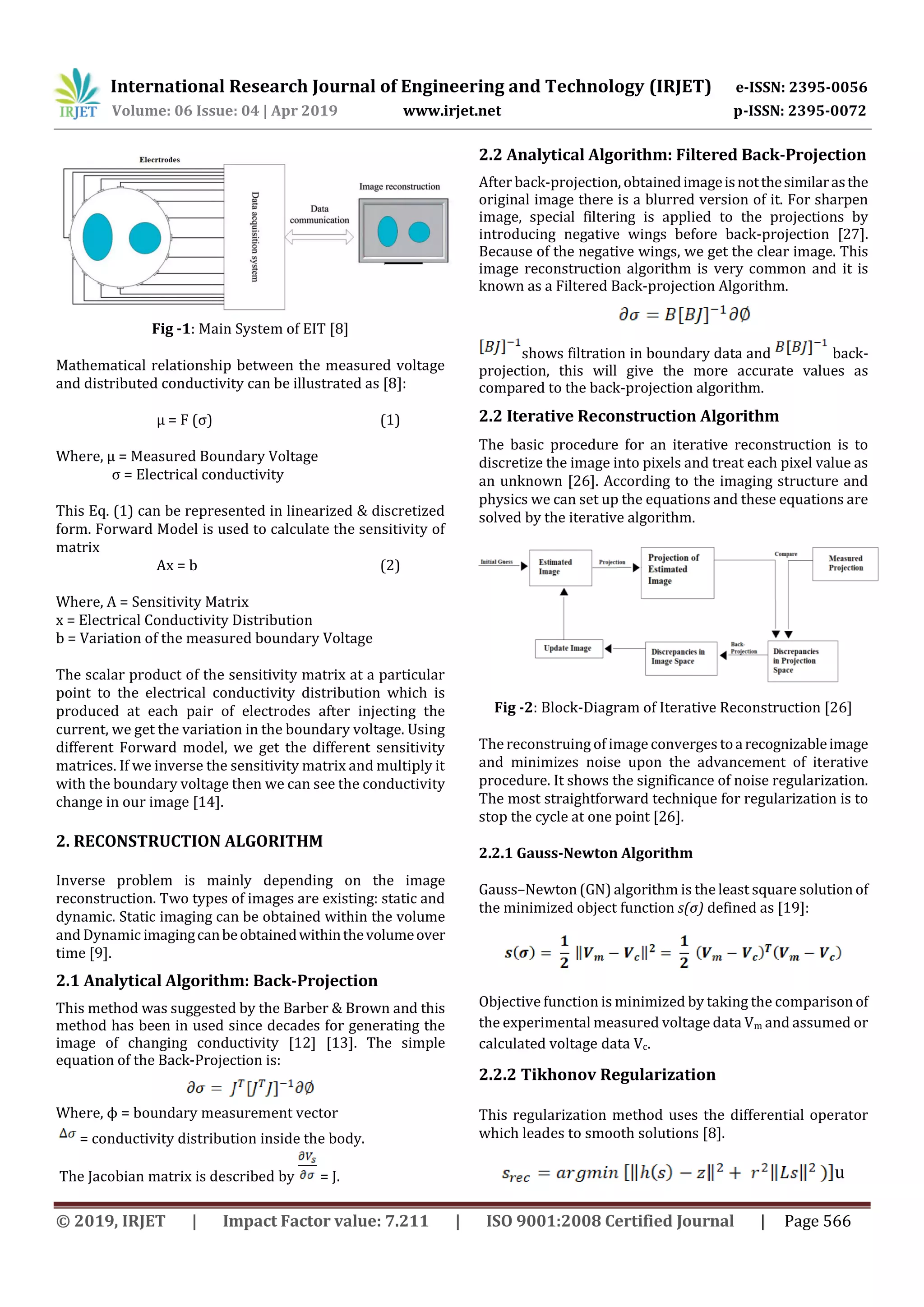 IRJET- Image Reconstruction Algorithm for Electrical Impedance Tomographic System | PDF
