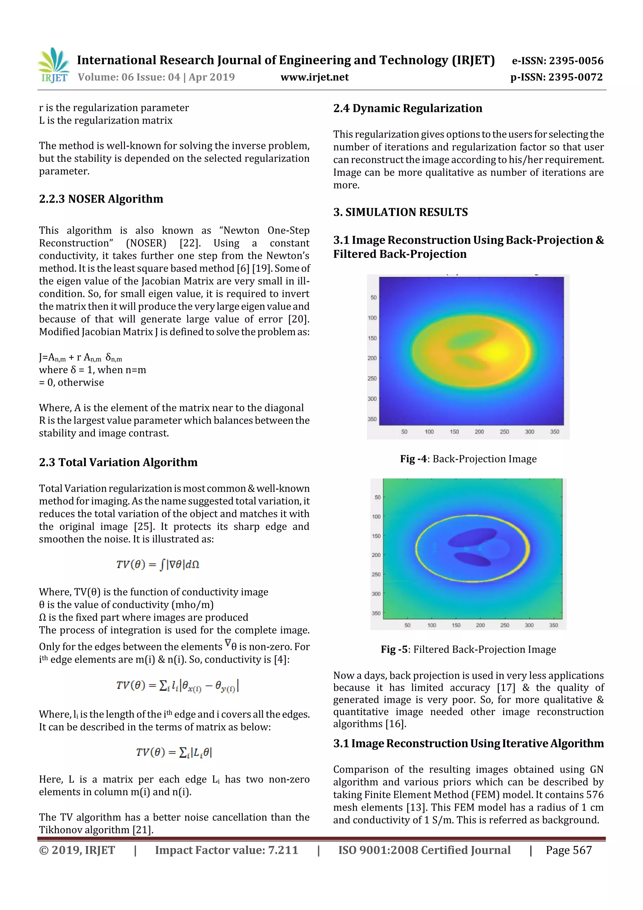 IRJET- Image Reconstruction Algorithm for Electrical Impedance Tomographic System | PDF