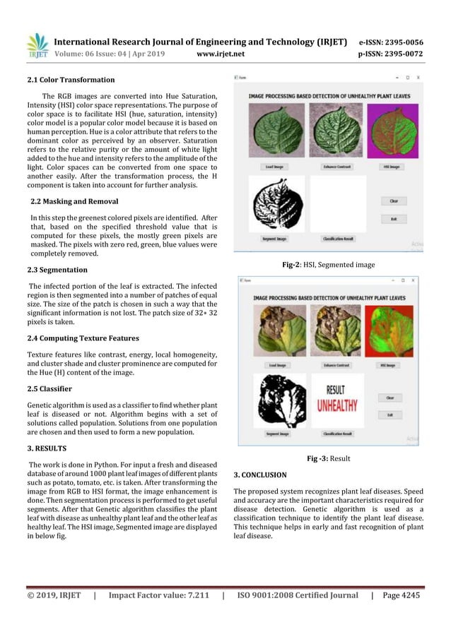 IRJET- Image Processing based Detection of Unhealthy Plant Leaves | PDF