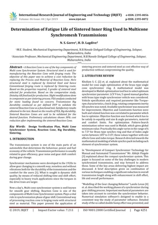IRJET- Determination of Fatigue Life of Sintered Inner Ring used in ...