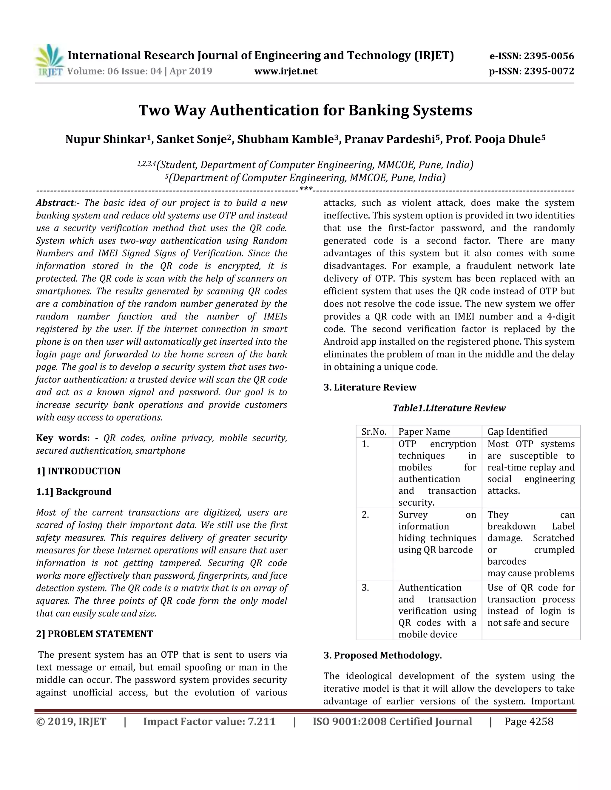 IRJET- Two Way Authentication for Banking Systems | PDF
