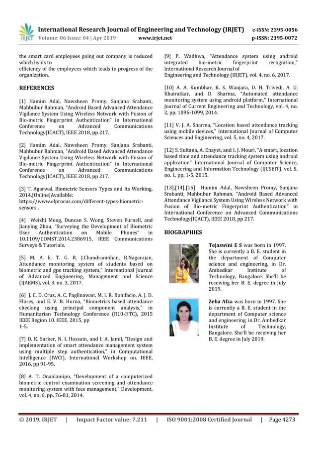 IRJET- Survey on Development of Fingerprint Biometric Attendance ...