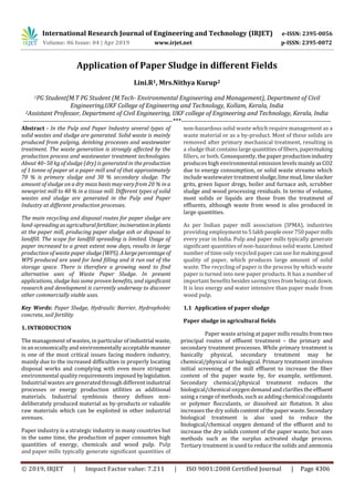 IRJET- Application of Paper Sludge in different Fields | PDF