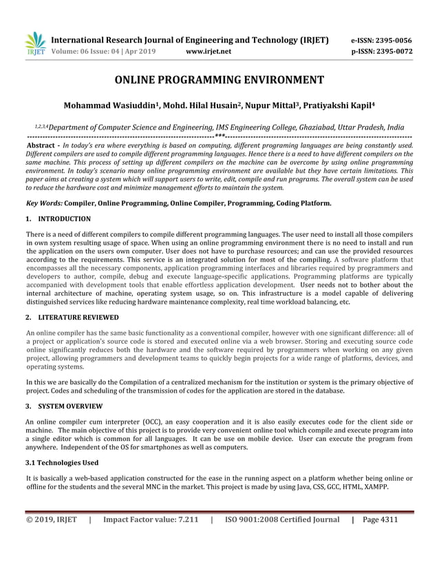 IRJET- Online Programming Environment | PDF
