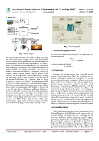 IRJET- IoT based Smart Home using Renewable Solar Energy | PDF | Gas ...