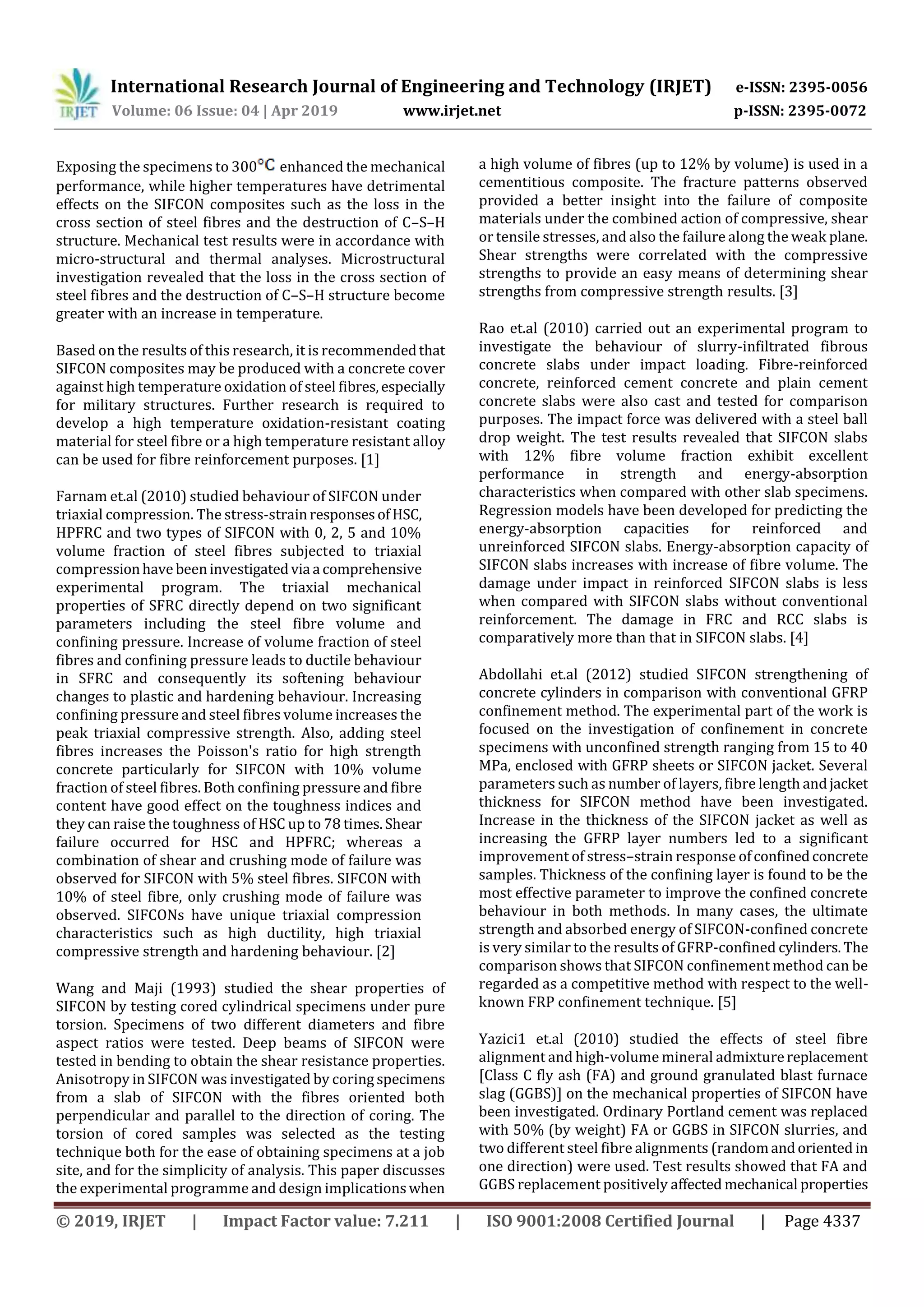 IRJET- Strengthening of RC and FRC Beams with Precast Sifcon Laminates ...