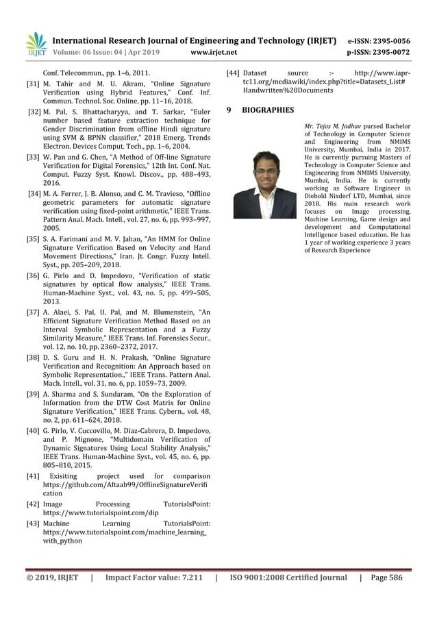 Irjet Handwritten Signature Verification Using Local Binary Pattern Features And Knn Pdf