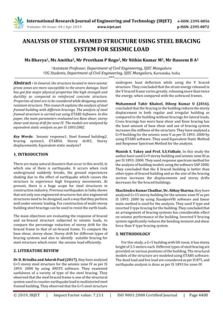 IRJET- Analysis of Steel Framed Structure using Steel Bracing System for Seismic Load | PDF
