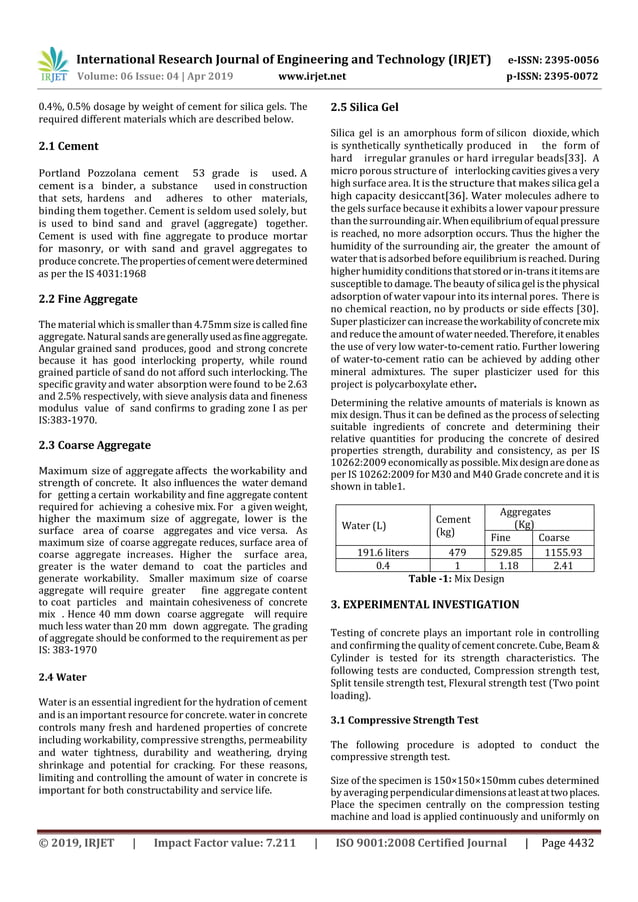 IRJET- Experimental Study on the Behaviour of Self Healing Concrete ...