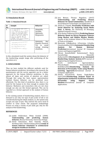 IRJET- Identifying Human Behavior Characteristics using Handwriting Analysis | PDF