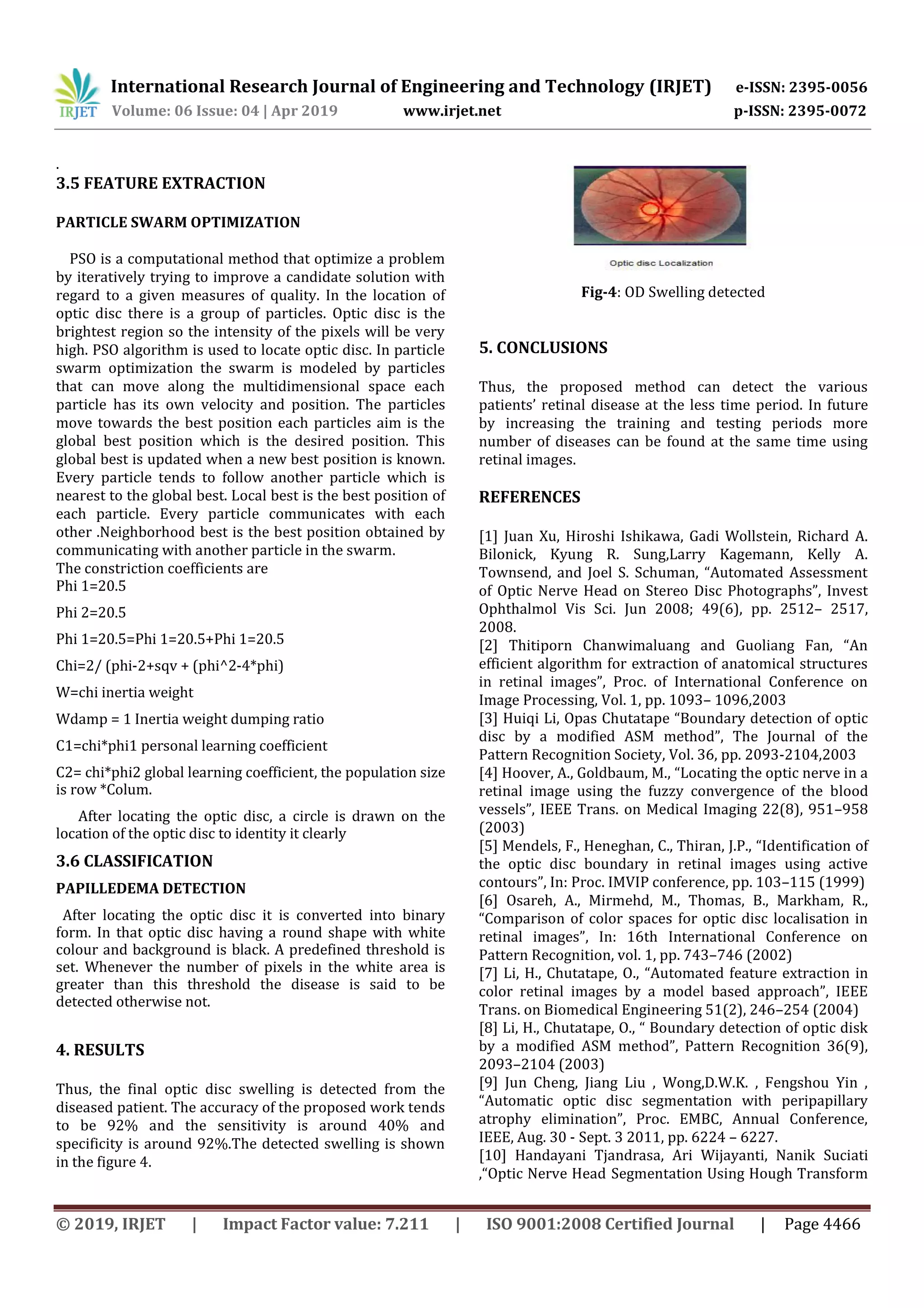 IRJET- A Novel Algorithm for Detection of Papilledema in Luminosity and ...