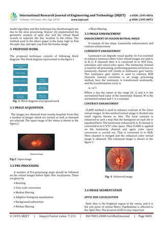 IRJET- A Novel Algorithm for Detection of Papilledema in Luminosity and ...