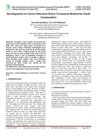 IRJET- Development of a Series Filtration Water Treatment Method for ...