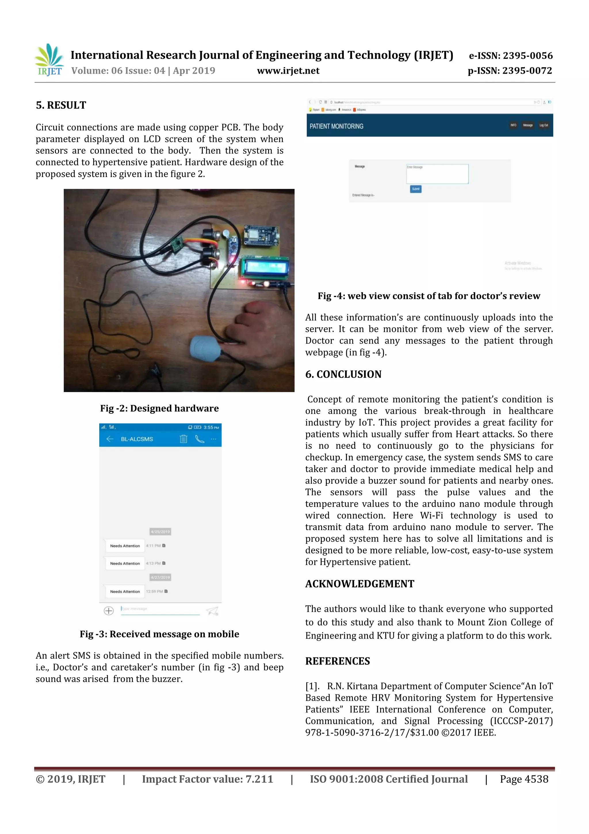 IRJET- An IoT Driven Healthcare System for Remote Monitoring | PDF