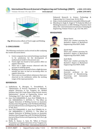 IRJET- Prediction of Angular Distortion in TIG Welded Stainless Steel 202 Sheets by using ...