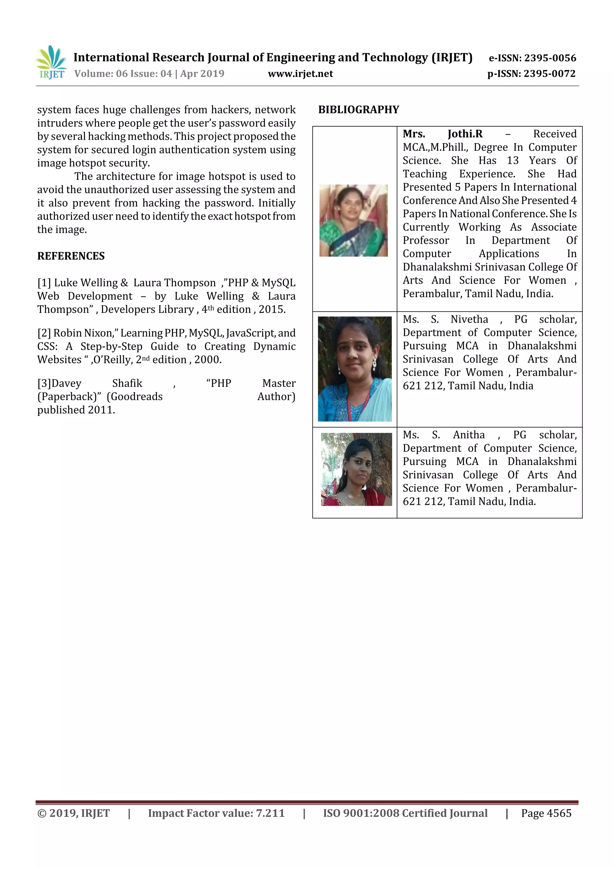 IRJET- Secured Authentication using Image Shield Protection and Database Cryptography | PDF