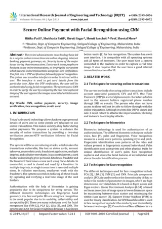 IRJET- Secure Online Payment with Facial Recognition using CNN | PDF