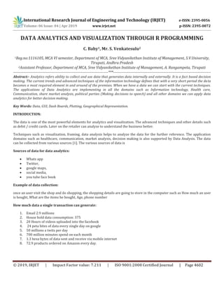 IRJET- Data Analytics and Visualization through R Programming | PDF