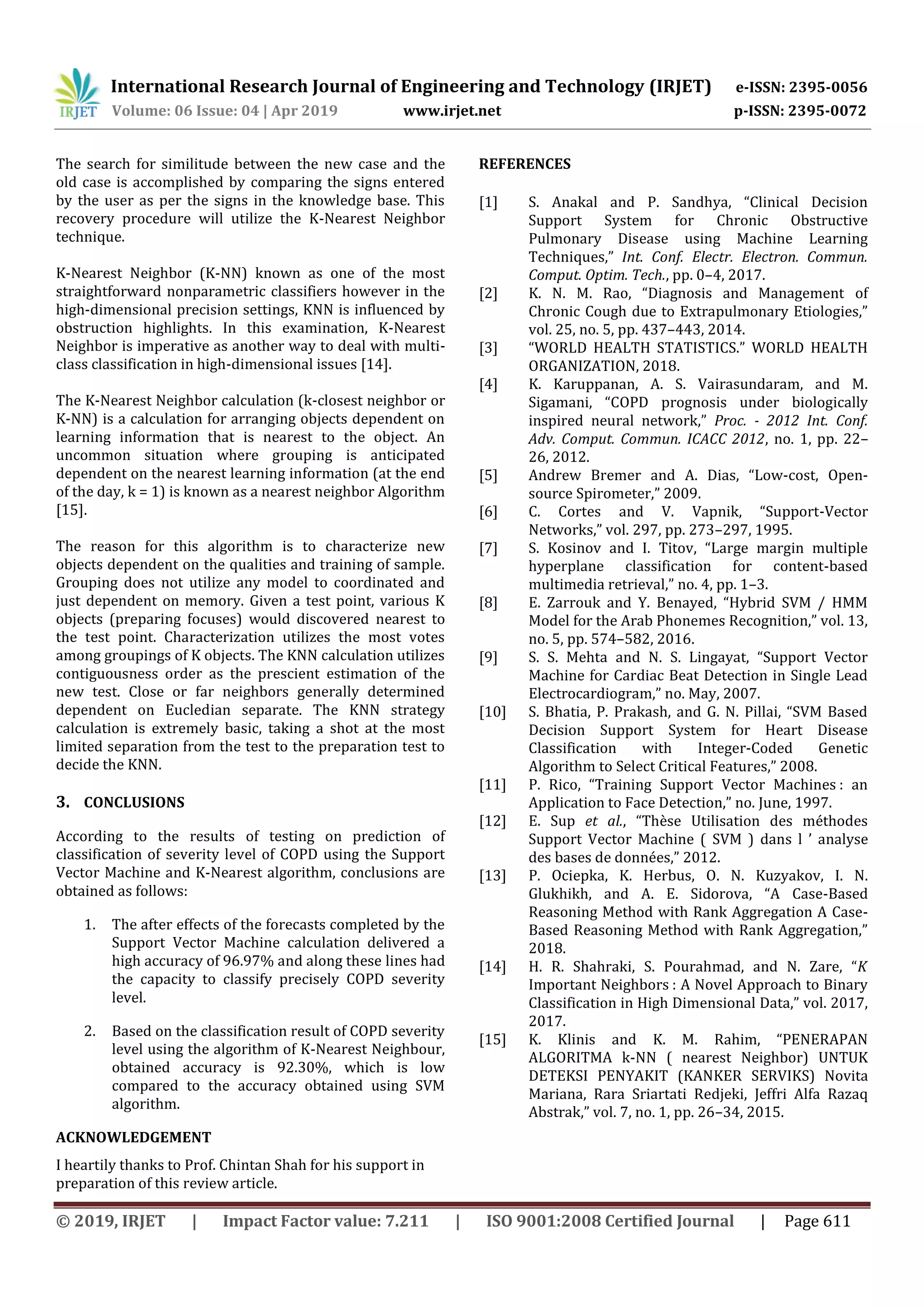 Irjet Copd Classification Using Machine Learning Algorithms Pdf