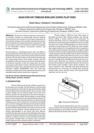 IRJET- Analysis on Thread Rolling using Flat Dies | PDF