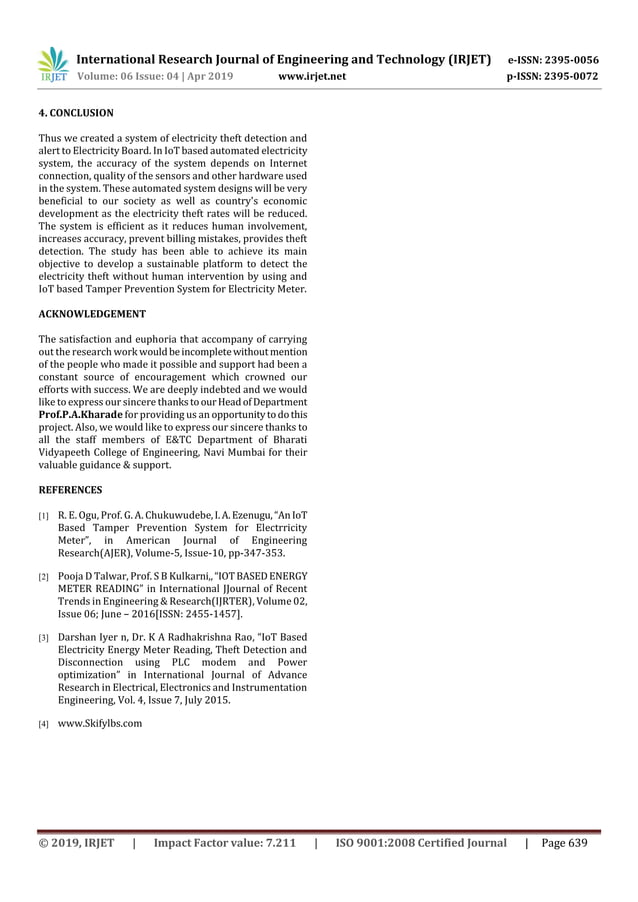 IRJET- An IoT based Tamper Prevention System for Electricity Meter | PDF