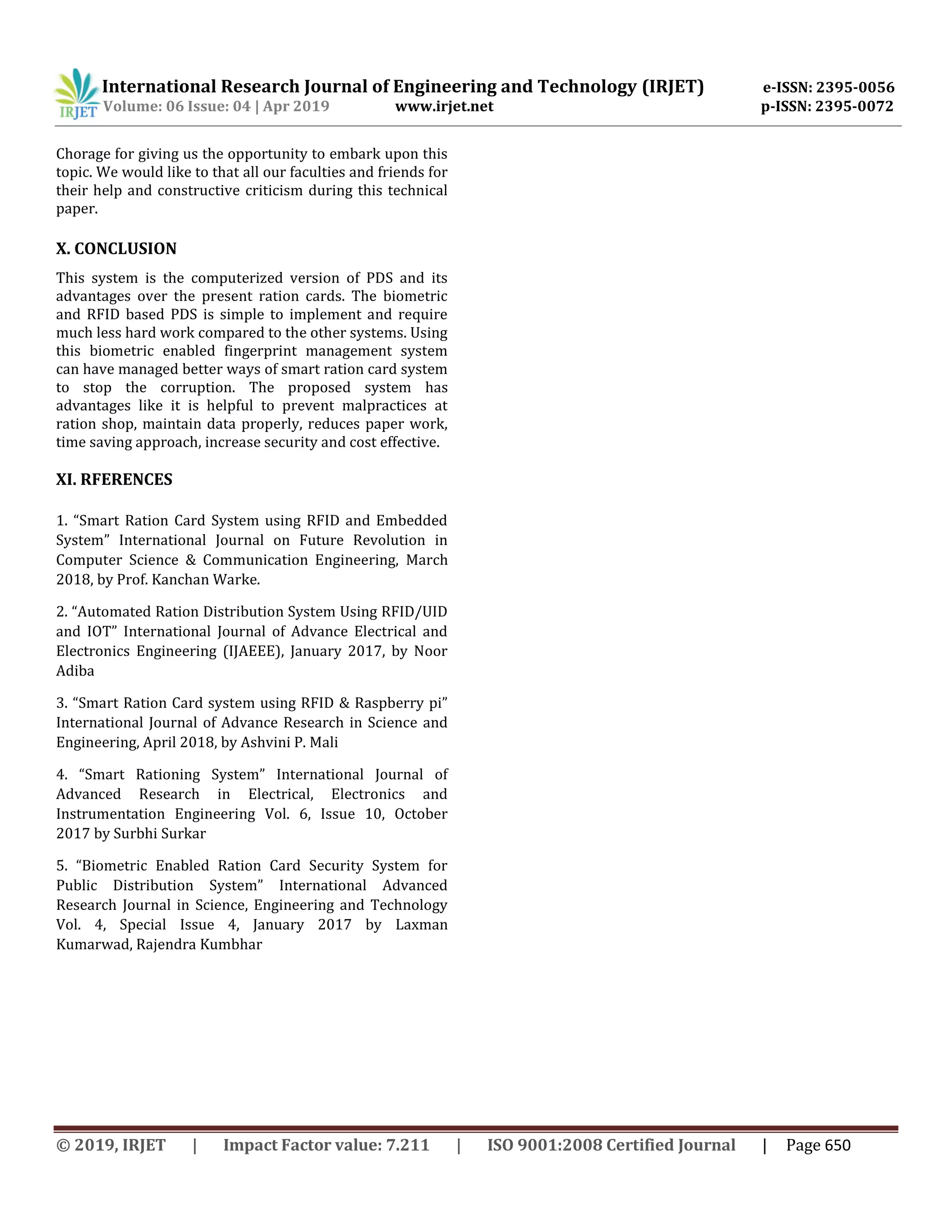 IRJET- Smart Rationing System using RFID and Raspberry Pi | PDF