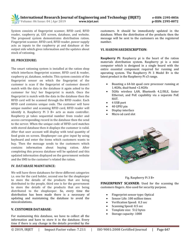 IRJET- Smart Rationing System using RFID and Raspberry Pi | PDF | Internet of Things | Internet