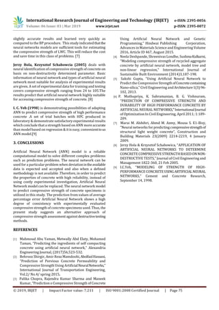 IRJET- A Review on Application of Artificial Intelligence to Predict Strength of Concrete | PDF