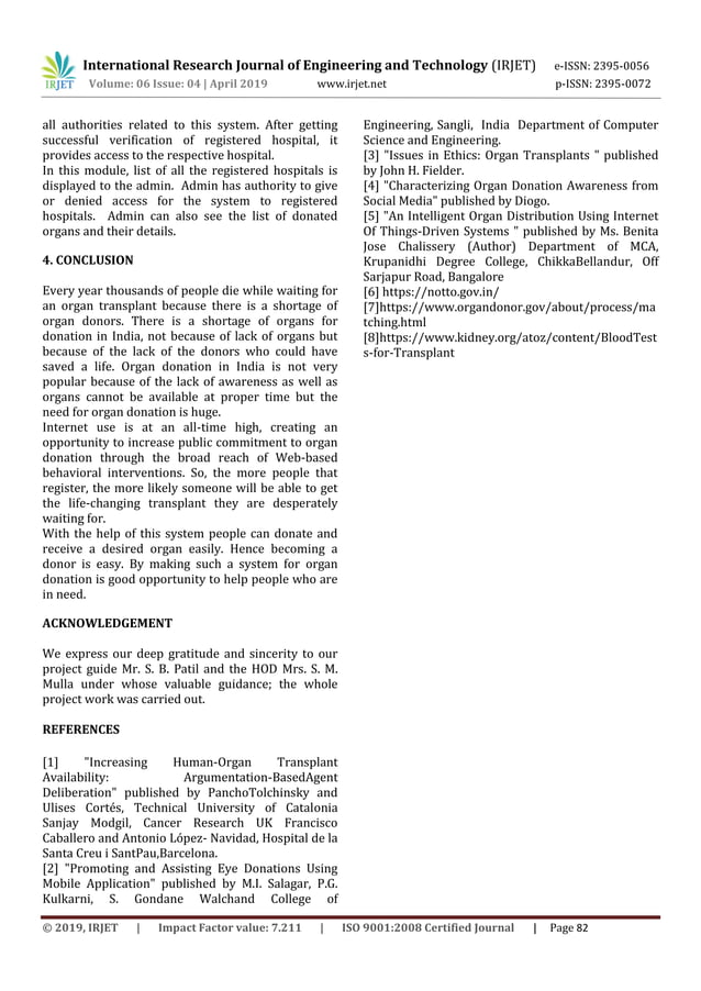 IRJET- NOS-Network for Organ Sharing | PDF | Lung and Respiratory ...