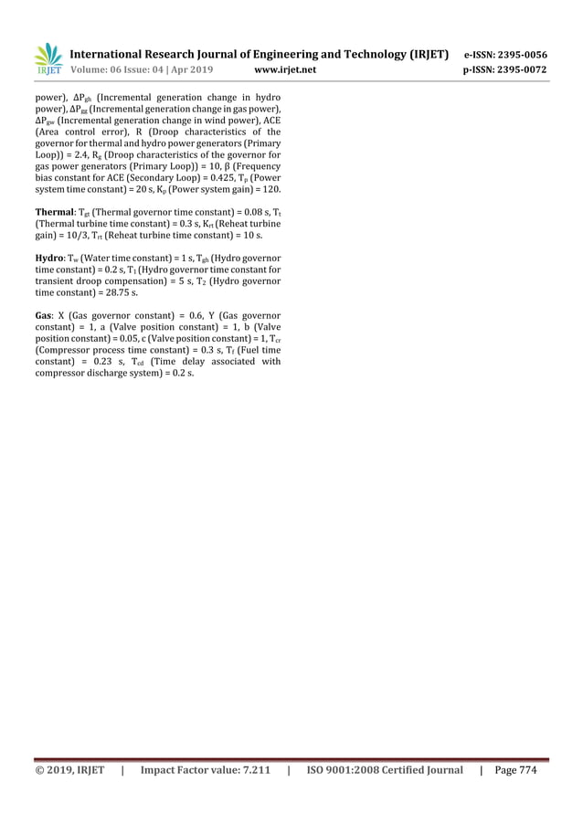 Irjet Pso Tuned Pid Controller For Single Area Multi Source Lfc System Pdf