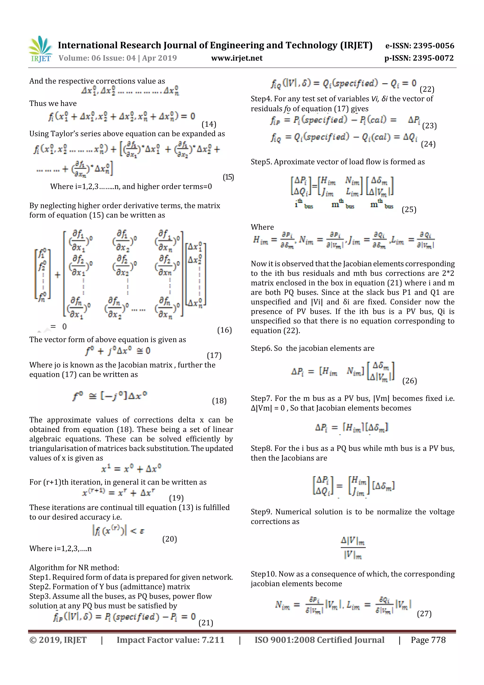IRJET- Comparative Analysis of Load Flow Methods on Standard Bus System | PDF | Computer ...
