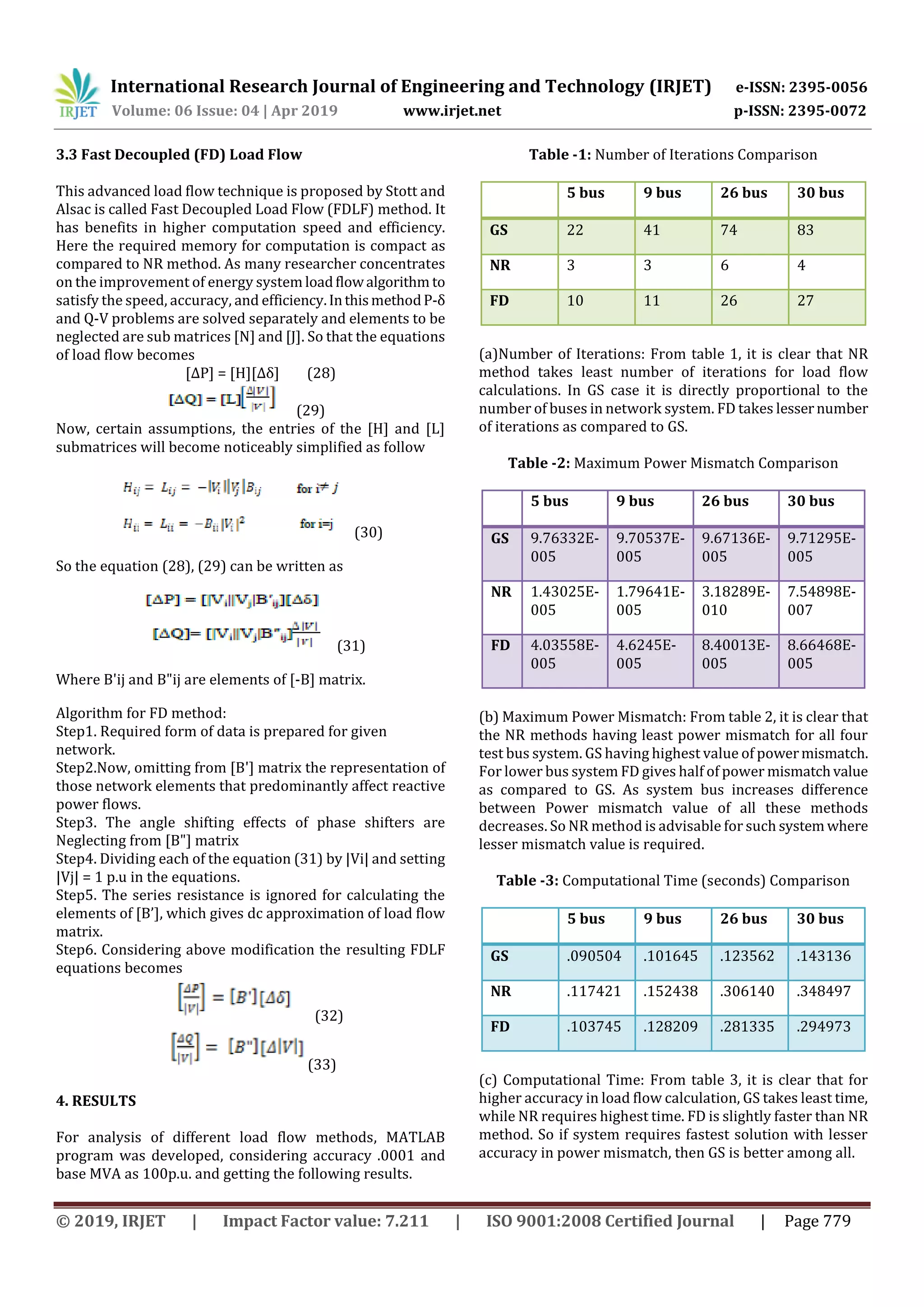 IRJET- Comparative Analysis of Load Flow Methods on Standard Bus System | PDF | Computer ...