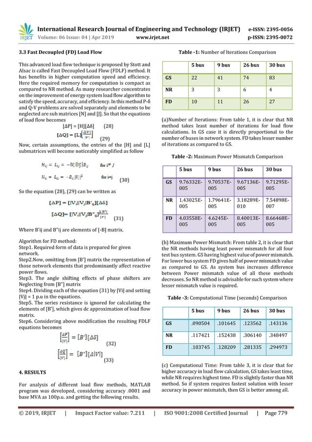 IRJET- Comparative Analysis of Load Flow Methods on Standard Bus System ...
