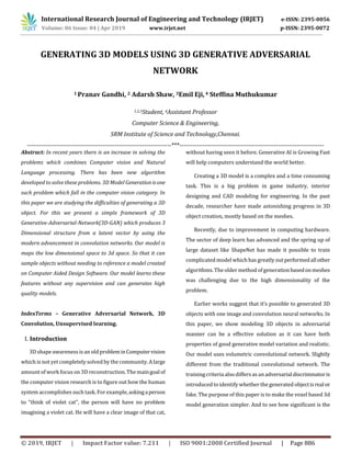 IRJET- Generating 3D Models Using 3D Generative Adversarial Network | PDF