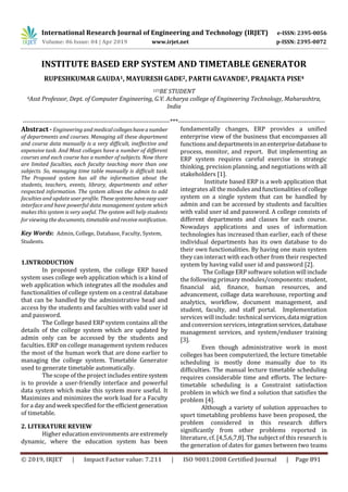 IRJET- Institute Based ERP System and Timetable Generator | PDF